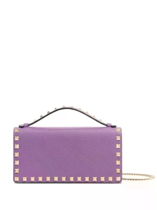 Valentino Garavani Rockstud Grainy Leather Clutch Bag