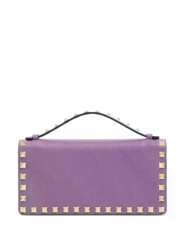 Valentino Garavani Rockstud Grainy Leather Clutch Bag