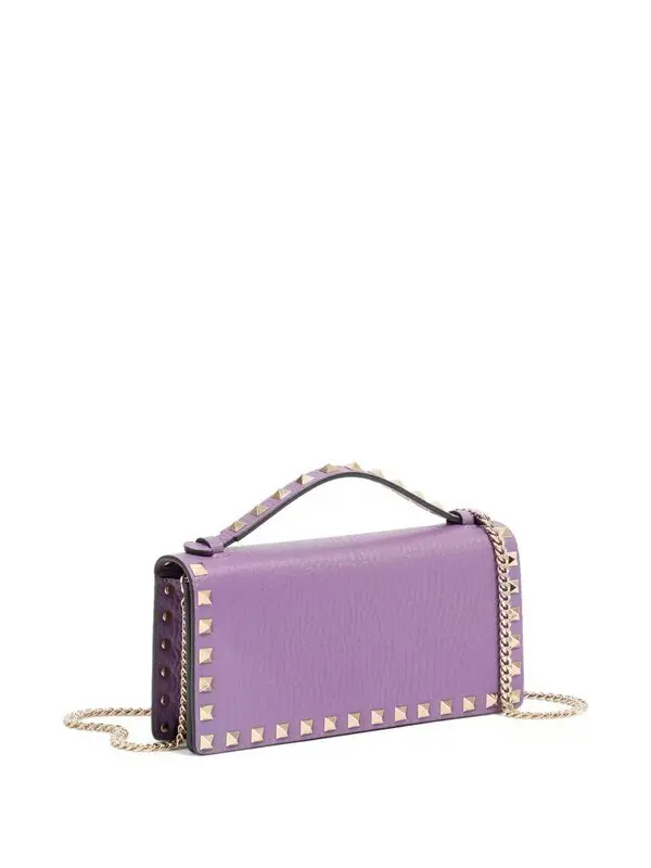 Valentino Garavani Rockstud Grainy Leather Clutch Bag