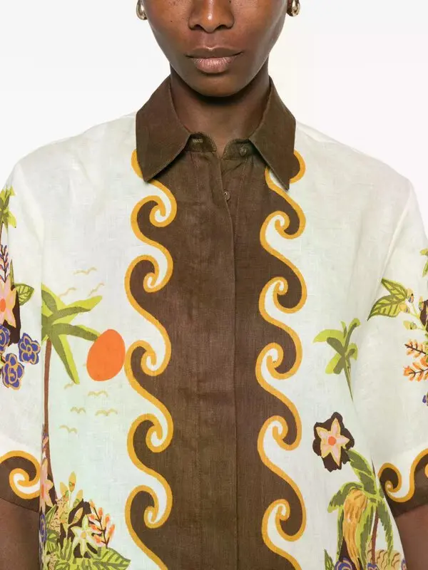 ALEMAIS Alemas Island Cove Graphic Print Linen Shirt