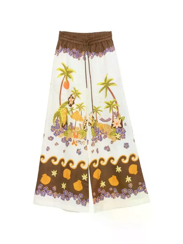 ALEMAIS Island Cove Graphic-print Palazzo Pants - Neutrals