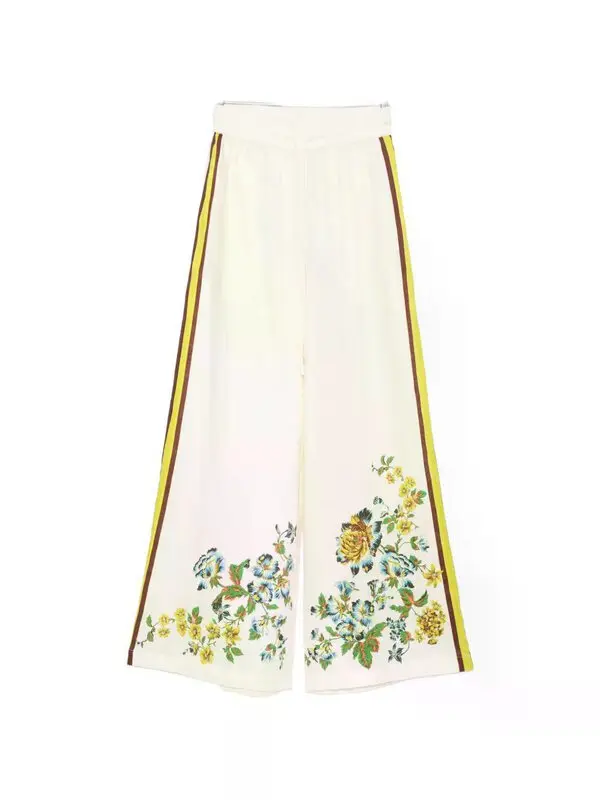 ALEMAIS Phyllis Floral-print Striped Palazzo Pants - Neutrals