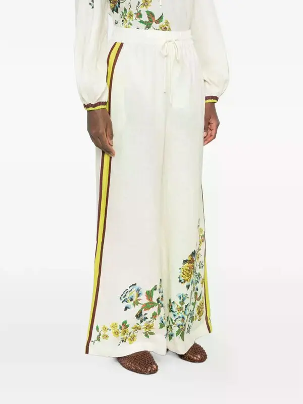 ALEMAIS Phyllis Floral-print Striped Palazzo Pants