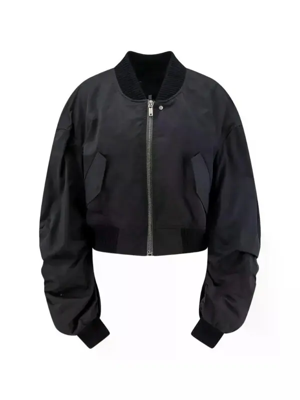 Rick Owens Secchia Ruched Cropped Bomber Jacket - Black