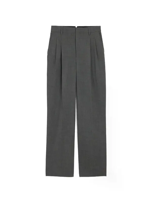 AMI Paris High-waisted Wide-leg Wool Trousers - Grey