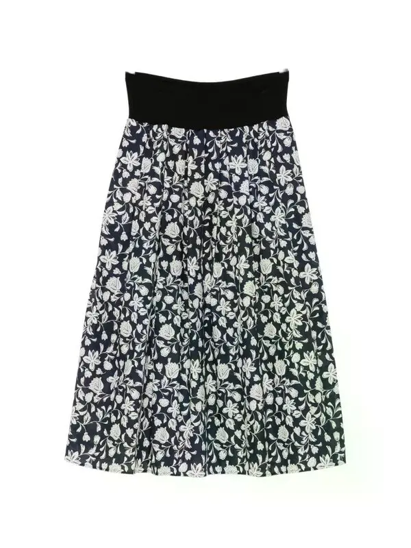 AGNES B. Floral-print Pleated Skirt