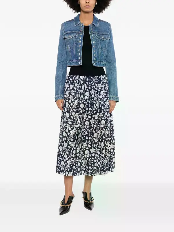 AGNES B. Floral-print Pleated Skirt