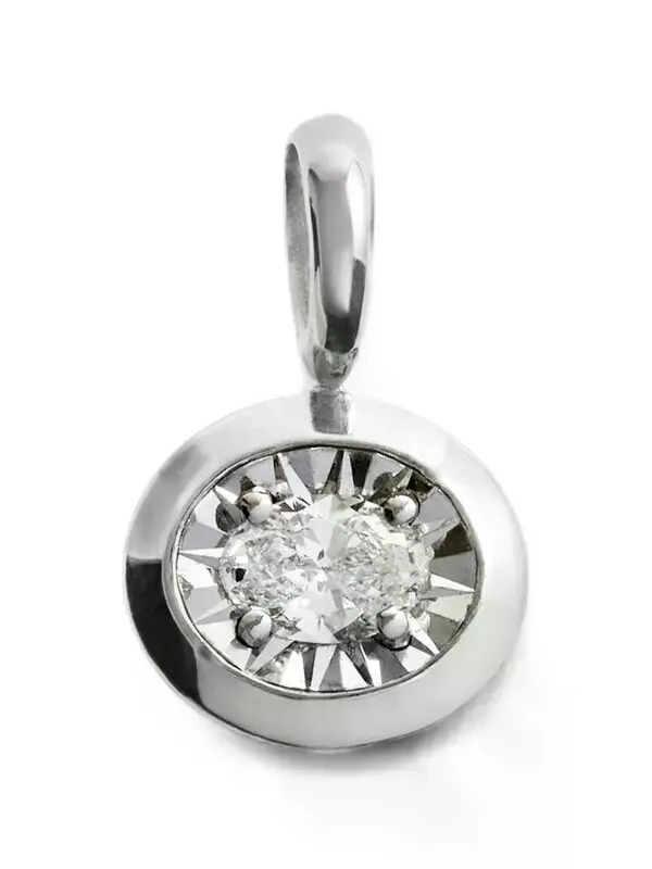Monica Vinader Oval Diamond Pendant - Silver