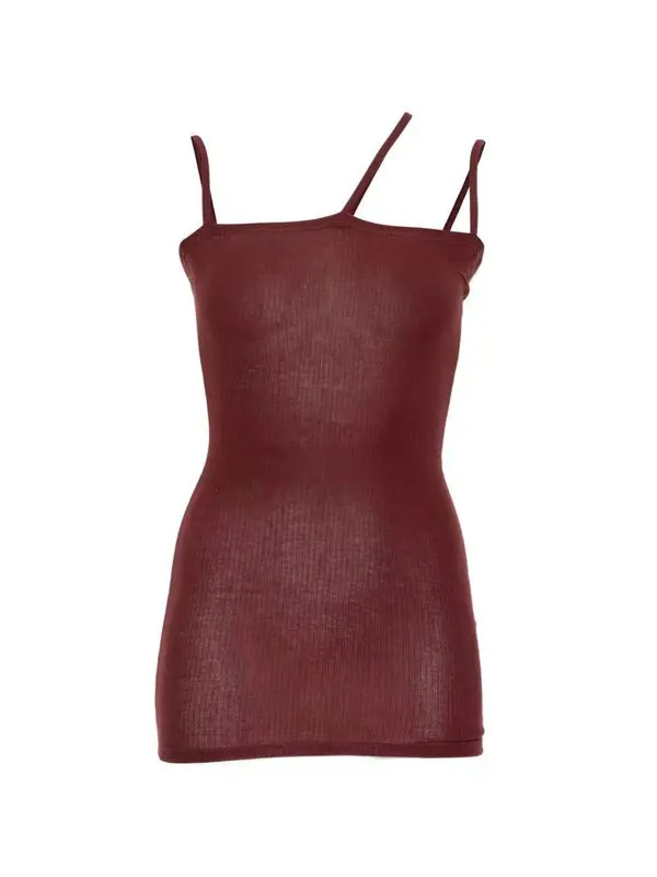 BASERANGE Ribbed Asymmetric Tank Top - Red