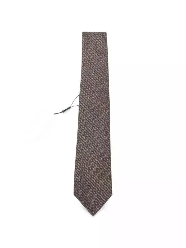 Canali Micro-pattern Silk Tie - Brown