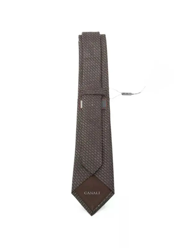Canali Micro-pattern Silk Tie - Brown