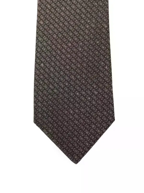 Canali Micro-pattern Silk Tie - Brown