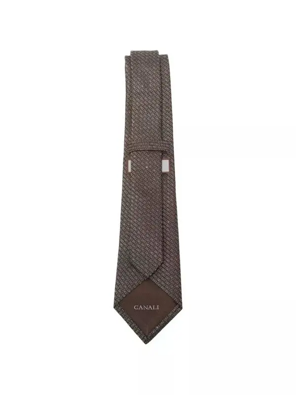 Canali Micro-pattern Silk Neck Tie - Brown