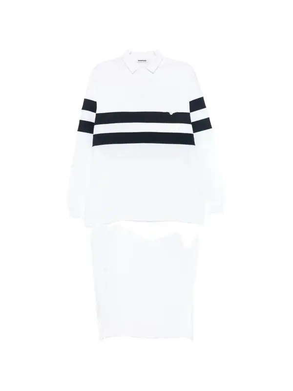 DARKPARK Jill Stripe-detail Asymmetric Polo Top - White