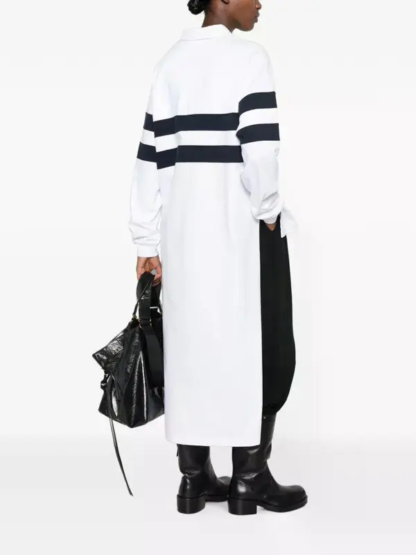DARKPARK Stripe-detail Asymmetric Polo Top - White