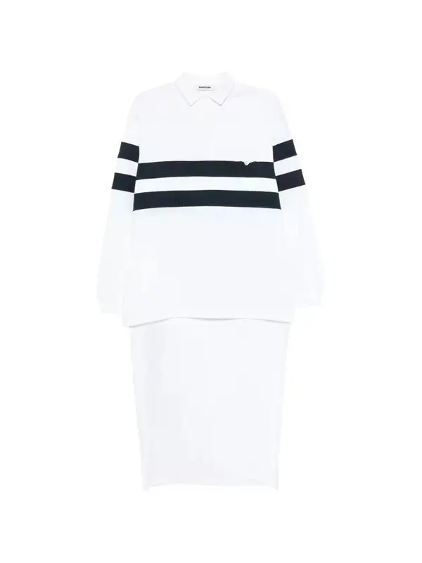 DARKPARK Stripe-detail Asymmetric Polo Top - White