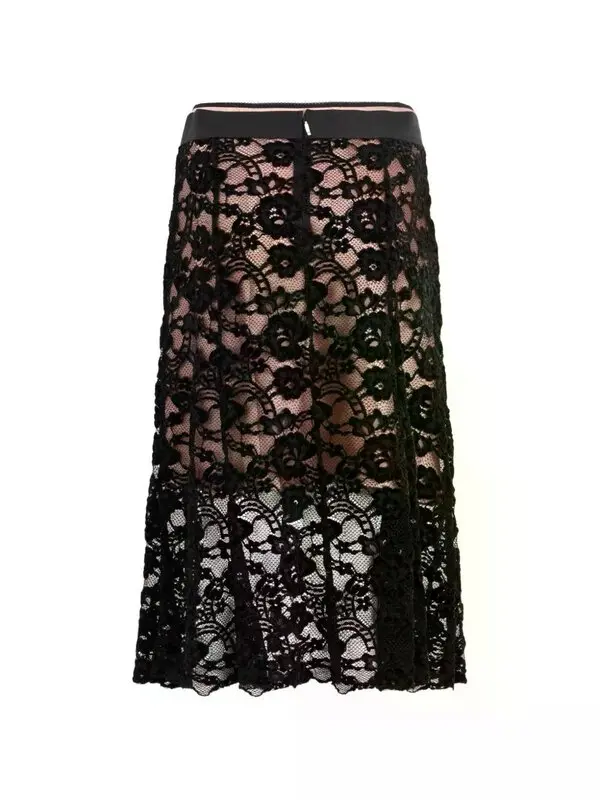 John Richmond Lace-overlay Logo-patch Midi Skirt