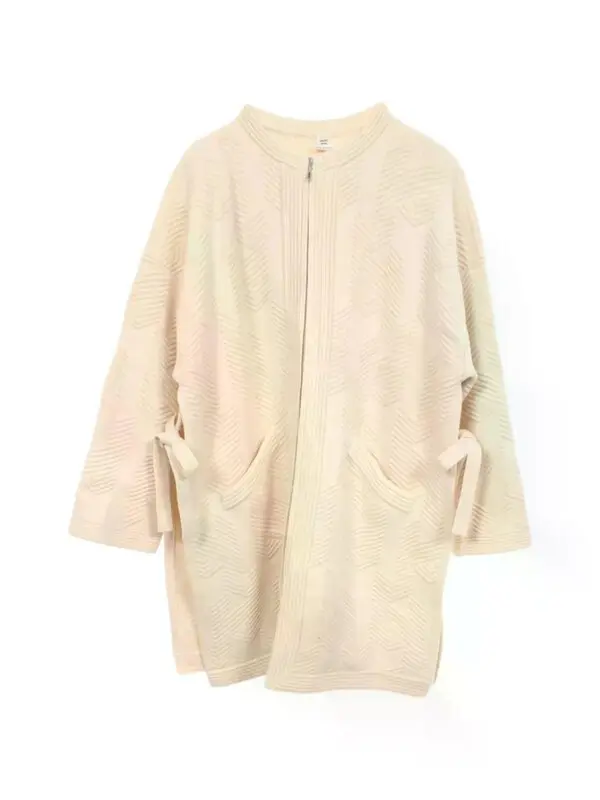 Hermès 2010s H Pattern Knit Poncho Coat - Neutrals