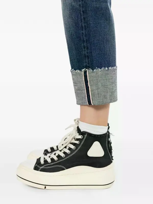 R13 Selvedge Cuff Whiskered Jeans - Blue