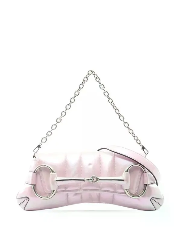 Gucci 2016-2026 Small Iridescent Calfskin Horsebit Chain Satchel - Pink
