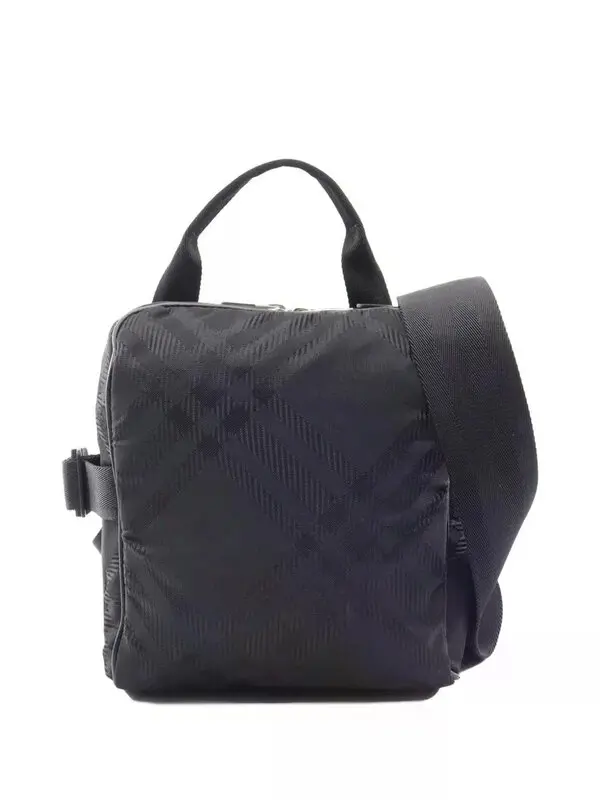 Burberry 2000-2017 Nylon Check Crossbody Bag - Black