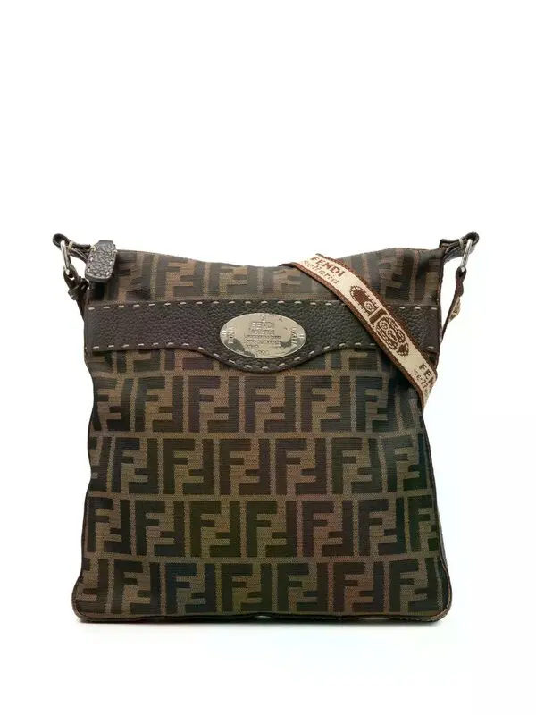 Fendi 2000-2010 Zucca Canvas Selleria Crossbody Bag - Brown