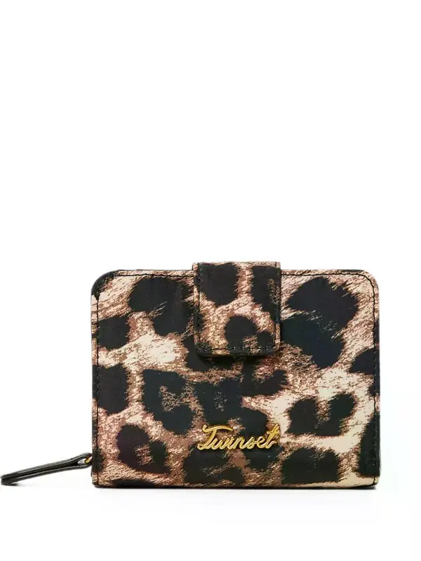 TWINSET Leopard-print Logo-plaque Wallet - Black