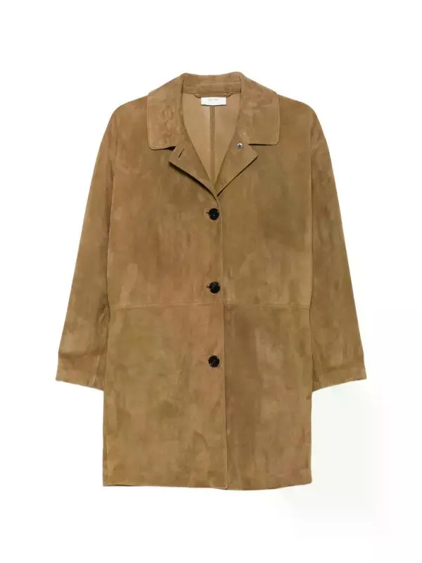 THE ROW Suede Button-up Coat - Neutrals