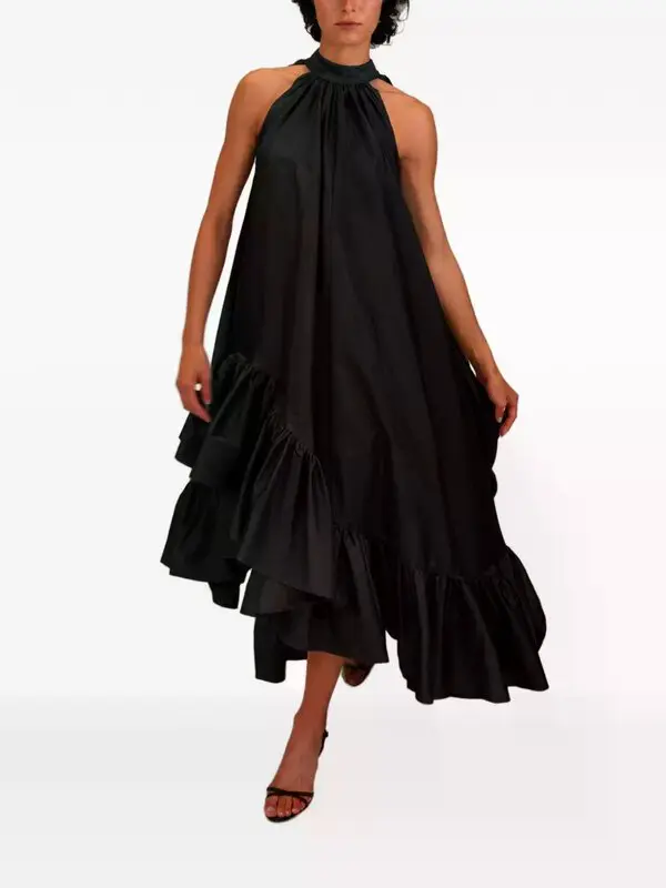 Azeeza Lucas Duppioni Ruffled Maxi Gown