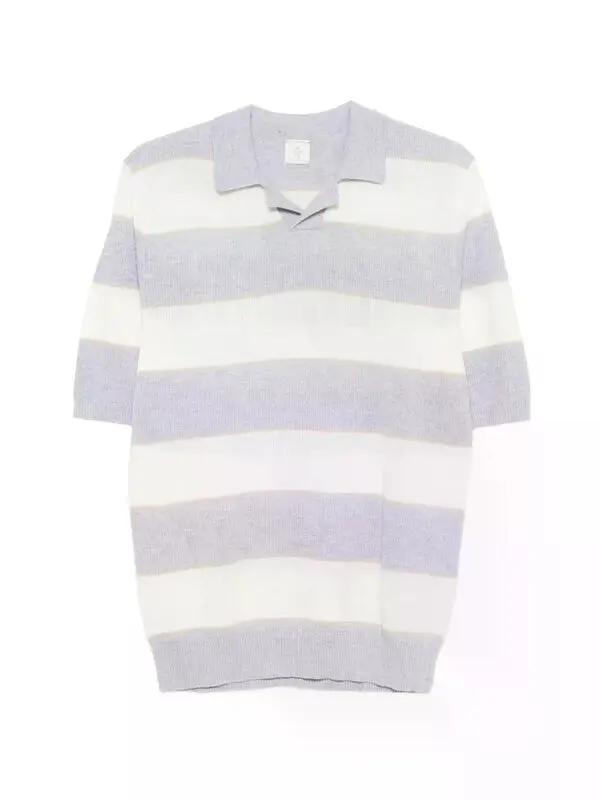 Eleventy Striped Short-sleeve Polo Shirt