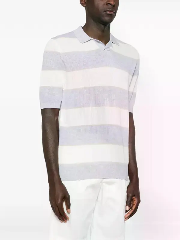 Eleventy Striped Short-sleeve Polo Shirt