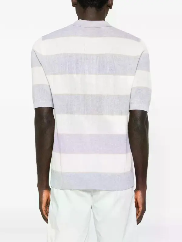 Eleventy Striped Short-sleeve Polo Shirt