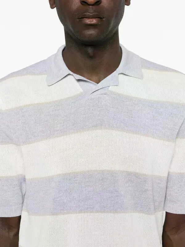 Eleventy Striped Short-sleeve Polo Shirt
