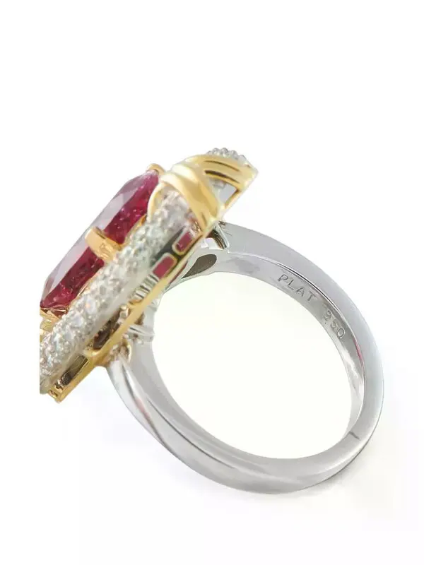 LB EXCLUSIVE Rubellite And Diamond Halo Ring