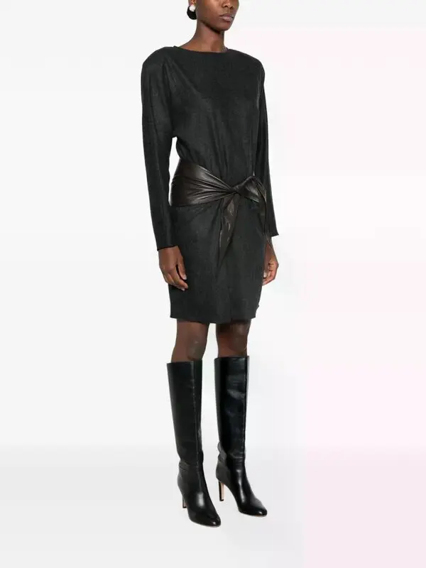Emporio Armani Belted Long-sleeve Midi Dress