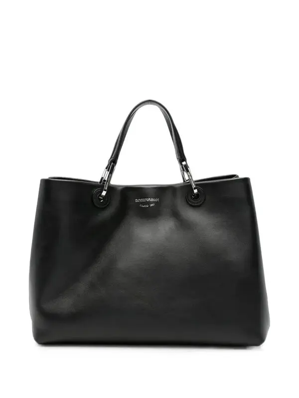 Emporio Armani Logo-stamp Leather Tote Bag - Black