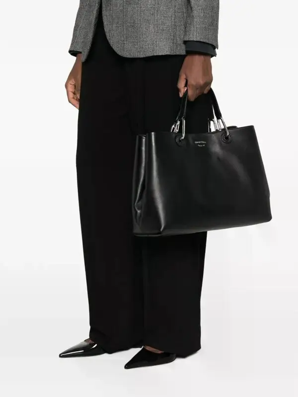 Emporio Armani Logo-stamp Leather Tote Bag