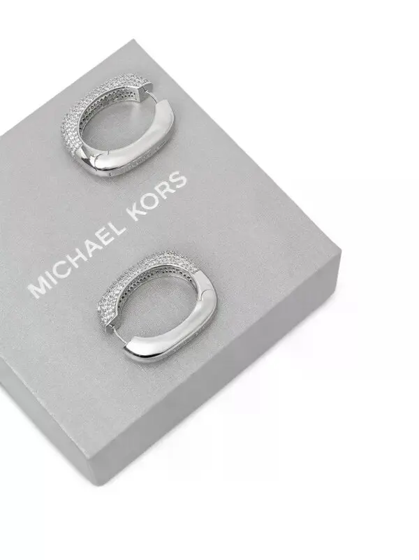 Michael Kors Pavé Square Hoop Earrings - Silver