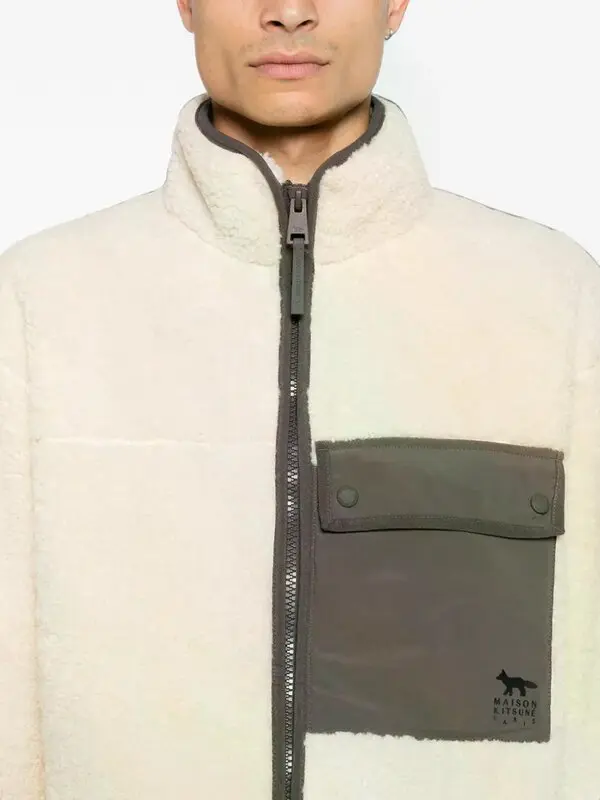Maison Kitsuné Fleece-texture Panelled Jacket