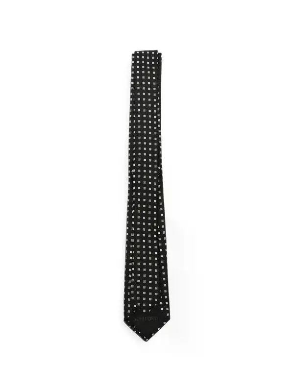 TOM FORD Micro-patterned Silk Tie - Black