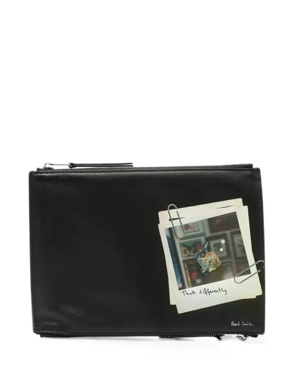 Paul Smith Photographic-print Leather Travel Pouch - Black