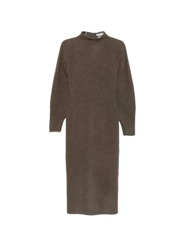 Max Mara High-neck Balloon-sleeve Midi Dress - Brown