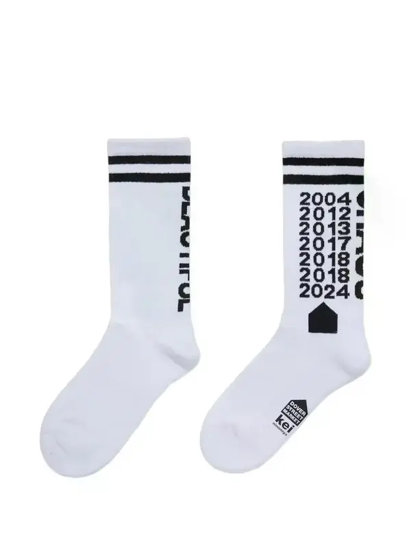 DOVER STREET MARKET Logo-print Striped Socks