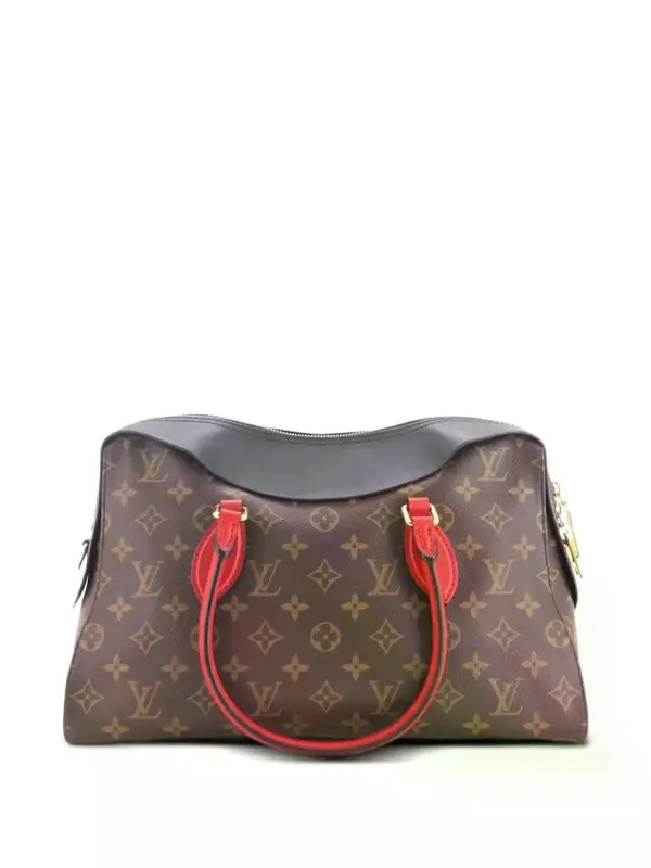 LOUIS VUITTON Monogram Canvas Tuileries Handbag With Leather Satchel - Black