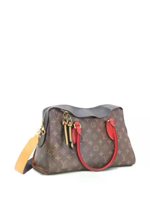 LOUIS VUITTON Monogram Canvas Tuileries Handbag With Leather Satchel - Black
