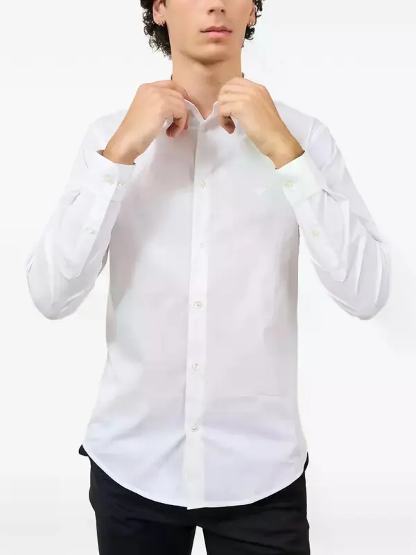 Emporio Armani Logo-embroidered Long-sleeve Shirt - White