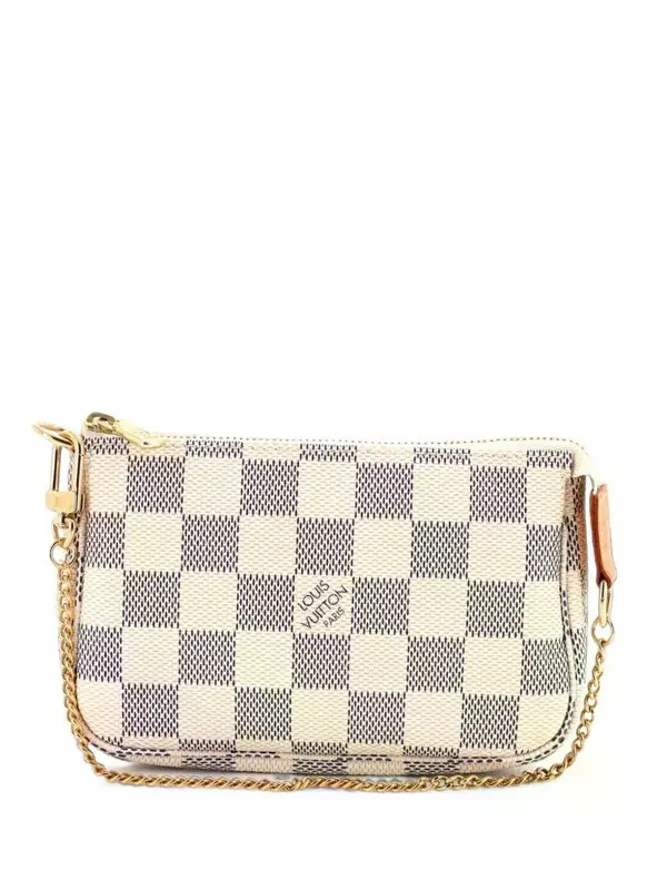 LOUIS VUITTON Pochette Accessoires Damier Mini Clutch Bag - White