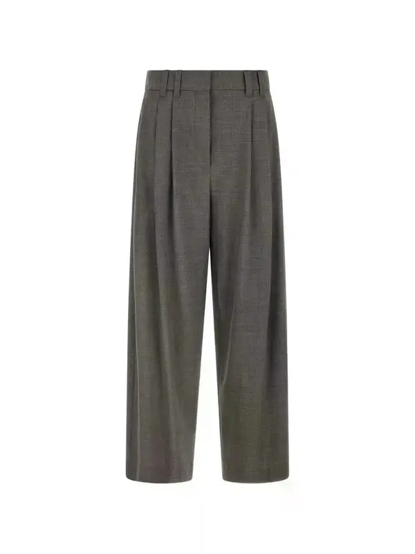 Brunello Cucinelli Tropical Luxury Wool Tailored Trousers With Monili