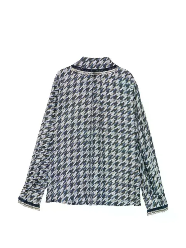 Dice Kayek Houndstooth Tassel-collar Silk Shirt