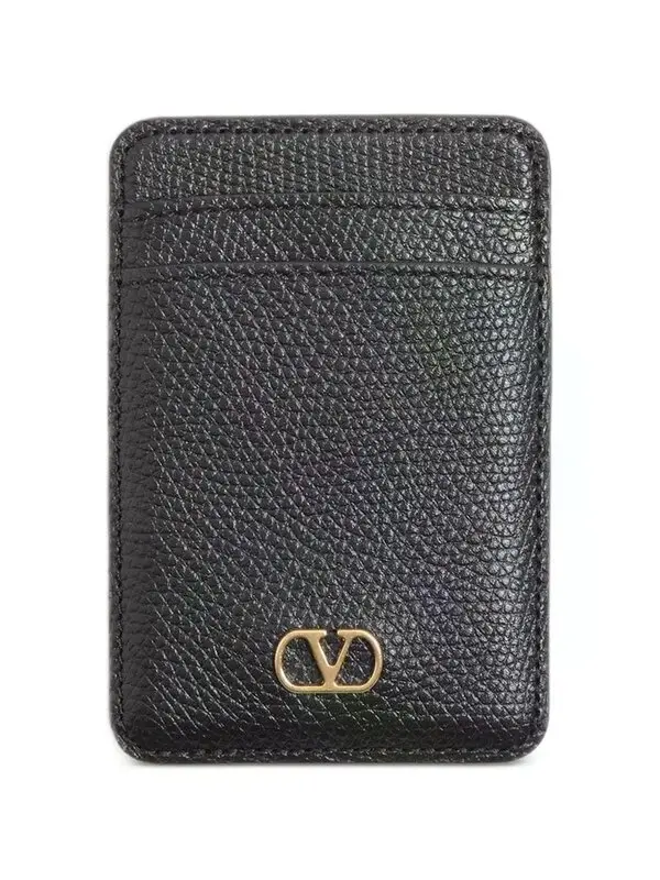 Valentino Garavani Vlogo Signature Leather Cardholder - Black